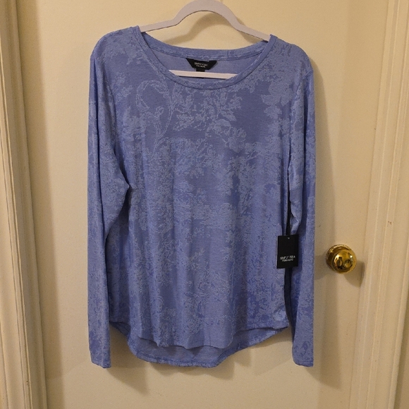 Simply Vera Vera Wang | Tops | Simply Vera Vera Wang Blue Floral Blouse ...